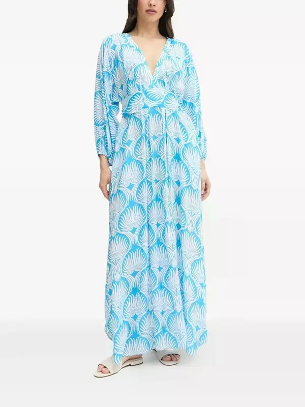 Melissa Odabash Leaf-print Pleated Maxi Dress