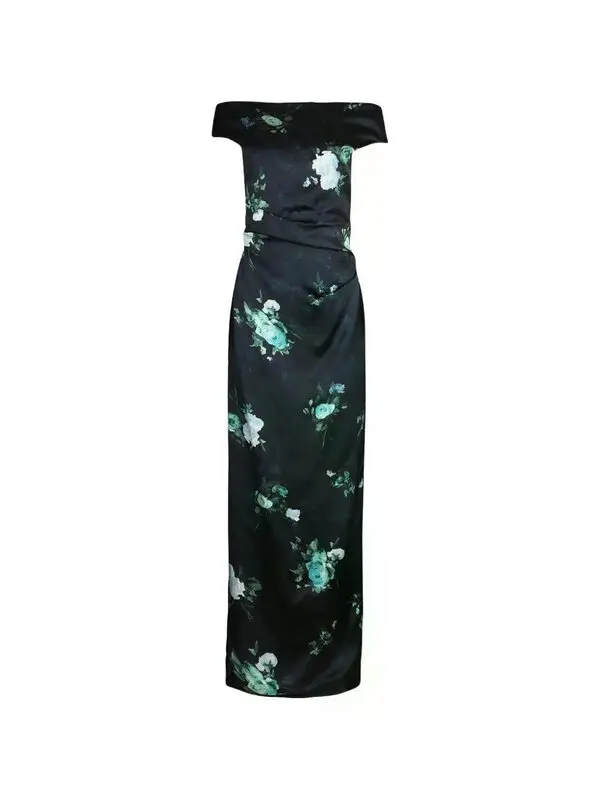 Erdem Floral-print Off-shoulder Gown - Blue