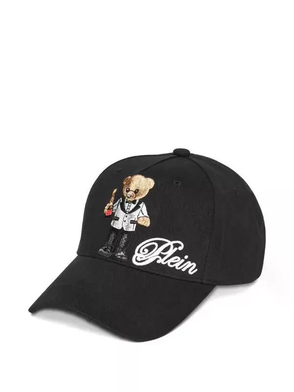 Philipp Plein Bear-embroidered Baseball Cap - Black