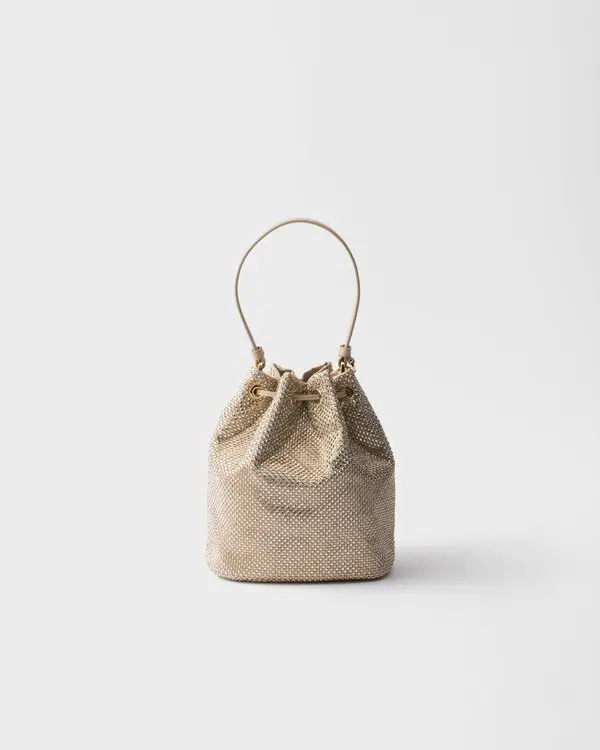 Prada Mini Crystal-studded Satin Bag - Neutral