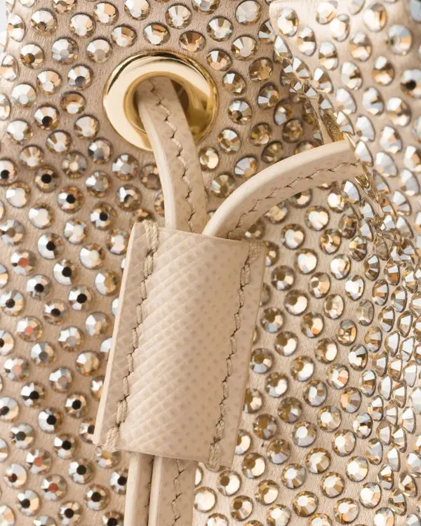 Prada Mini Crystal-studded Satin Bag - Neutral