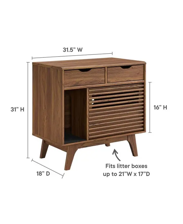 MODWAY Render Cat Cabinet - Walnut