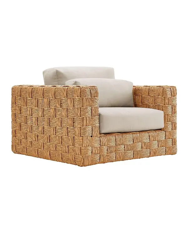 MODWAY Thames Outdoor Patio Wicker Outdoor Patio Rattan Armchair - Natural Light Gray