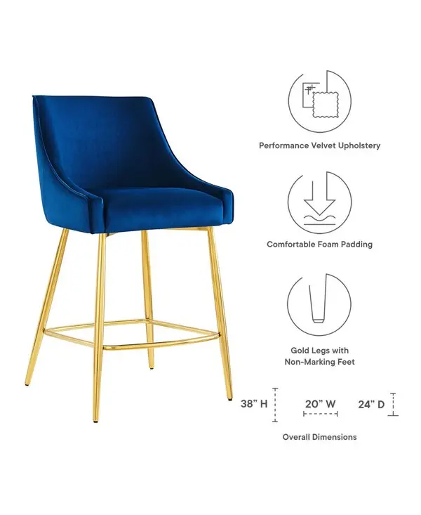 MODWAY Discern Performance Velvet Counter Stool