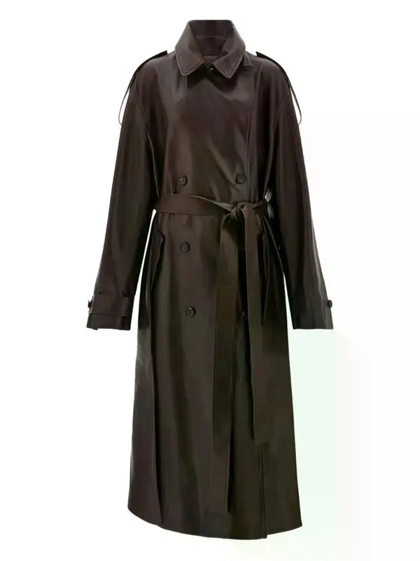 FERRAGAMO Belted Leather Trench Coat