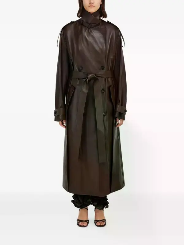 FERRAGAMO Belted Leather Trench Coat