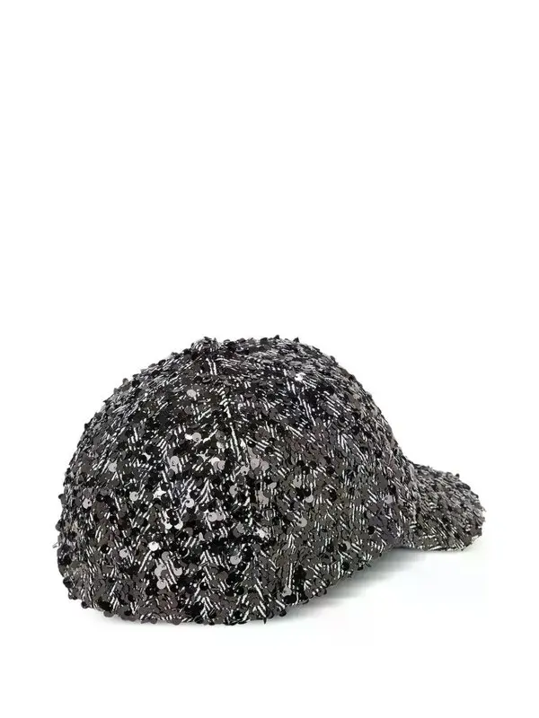 Karl Lagerfeld Herringbone-pattern Sequined Cap - Grey