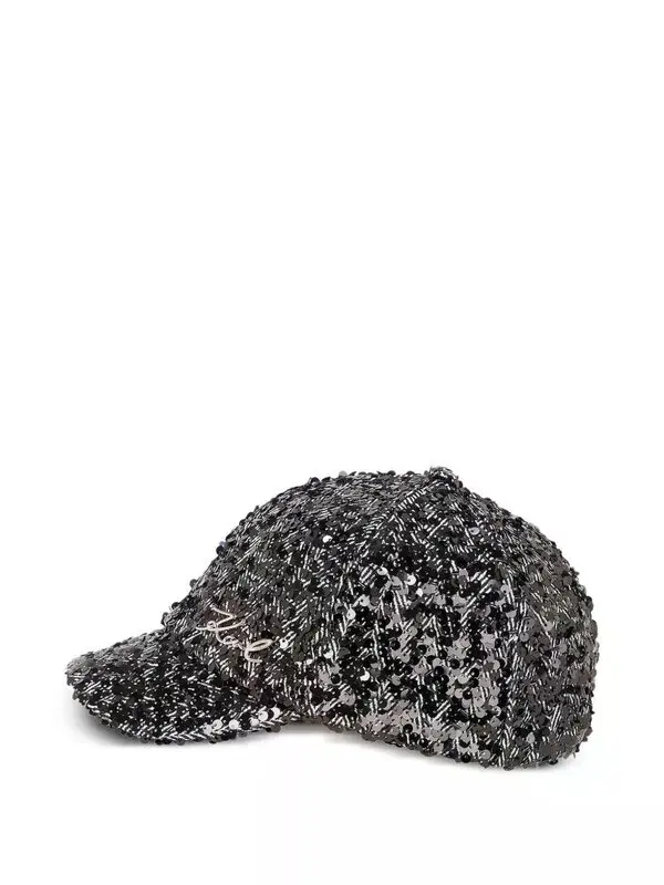 Karl Lagerfeld Herringbone-pattern Sequined Cap