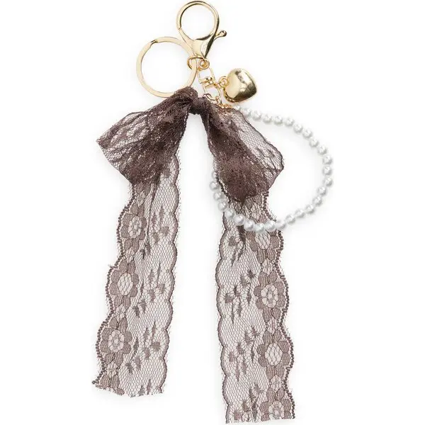 Bp. Bow Faux Pearl Bag Charm - Brown Coffee