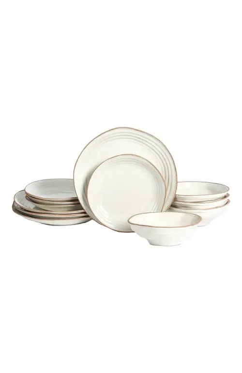 STONE + LAIN Nami Stoneware 12-piece Dinnerware Set - White