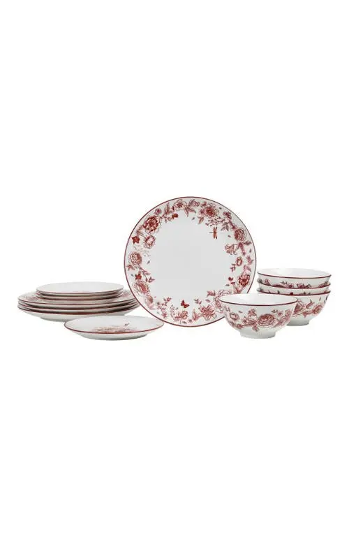 STONE + LAIN Esme Porcelain 12-piece Dinnerware Set - Red