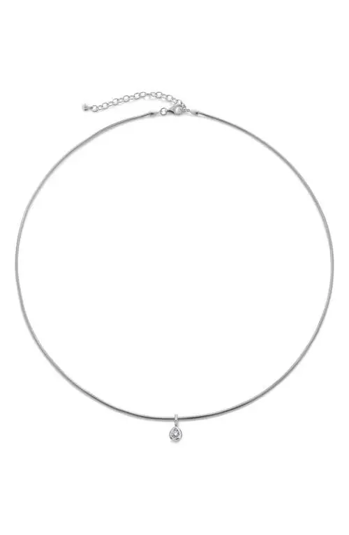 Monica Vinader Pear Diamond Snake Chain Necklace - Sterling Silver/lab Dia