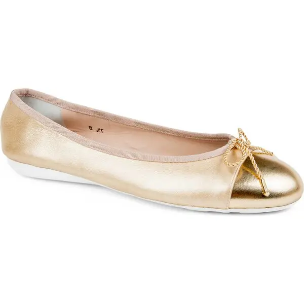 PAUL MAYER ATTITUDES Cap Toe Ballet Flat - Gold Metallic