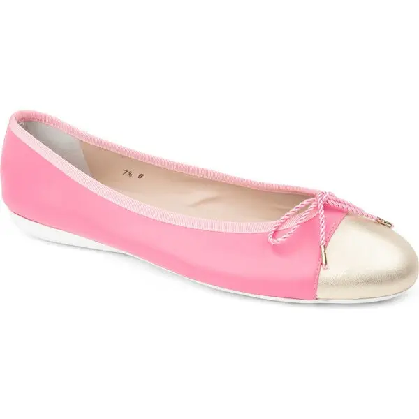 PAUL MAYER ATTITUDES Cap Toe Ballet Flat - Hot Pink/gold