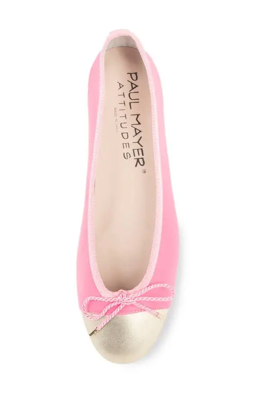 PAUL MAYER ATTITUDES Cap Toe Ballet Flat - Hot Pink/gold