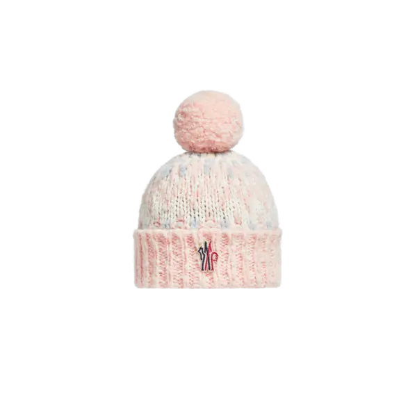 Moncler Wool Blend Jacquard Beanie With Pom Pom - Multicolor