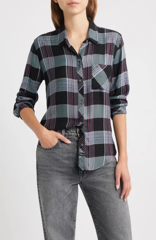 Rails Hunter Plaid Button-up Shirt - Cinder Aqua Mulberry