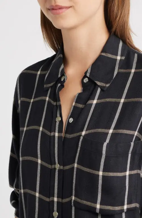 Rails Malin Windowpane Plaid Shirt - Onyx Sand Birch