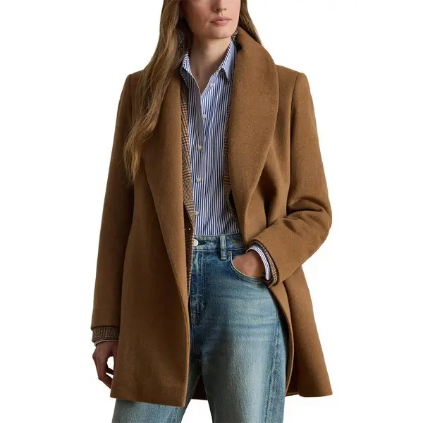 Ralph Lauren Wool Blend Wrap Coat - New Vicuna