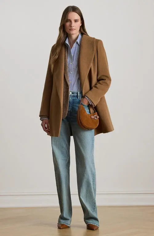 Ralph Lauren Wool Blend Wrap Coat - New Vicuna
