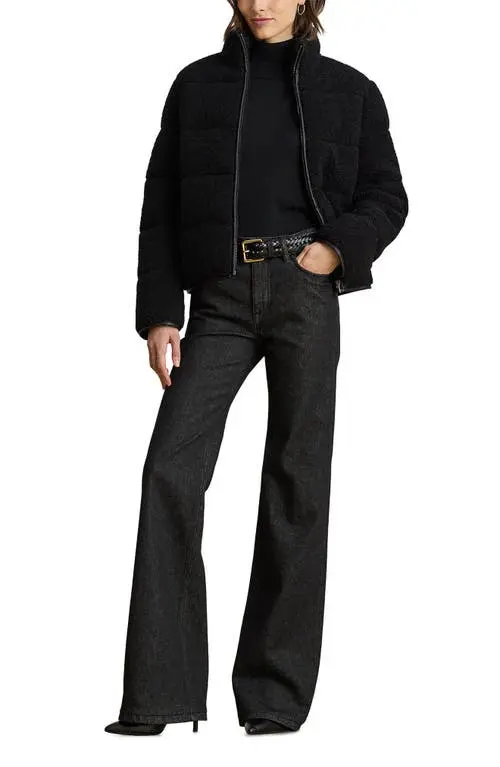 Ralph Lauren Faux Shearling Puffer Jacket - Black/black