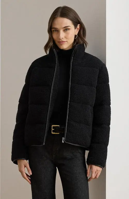 Ralph Lauren Faux Shearling Puffer Jacket - Black/black