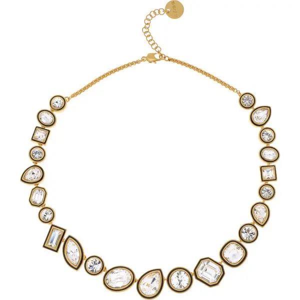 REISS Cristiana Crystal Enamel Chain Necklace - Gold Tone/clear/black