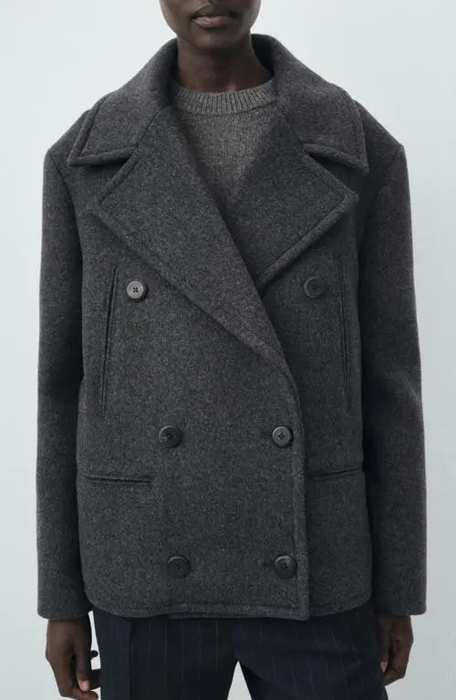 Mango Selection Wool Blend Pea Coat