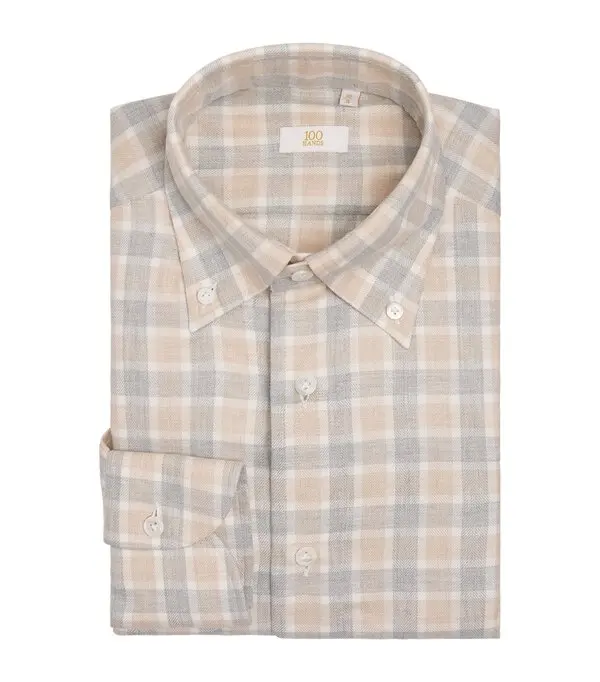 100HANDS Cotton Flannel Check Shirt - Grey