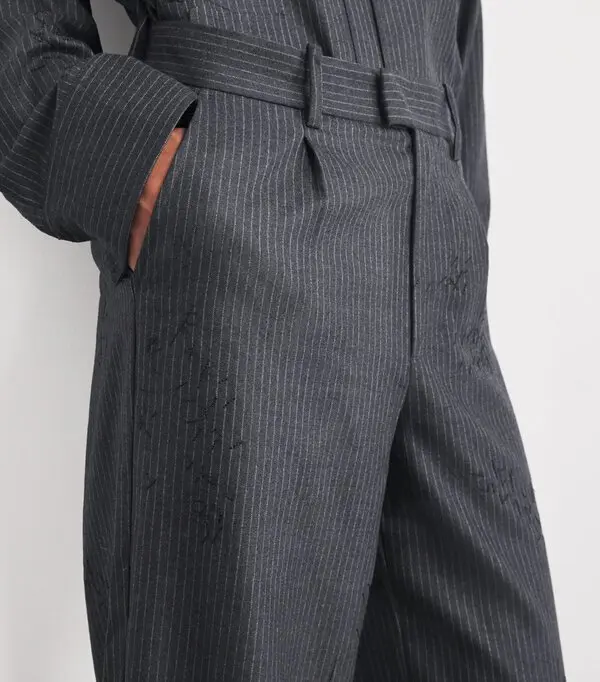 DOMREBEL Wool-blend Pinstripe Wide-leg Trousers