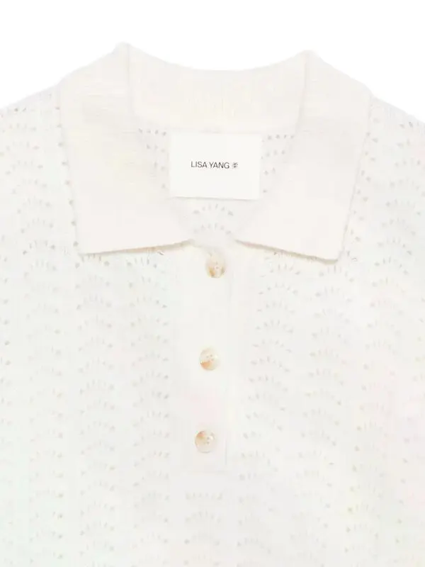 LISA YANG Openwork Polo Knitted Top