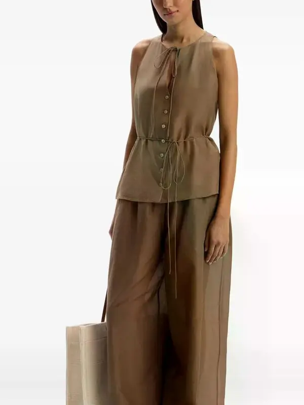 12 STOREEZ Tie-neck Sleeveless Shirt - Brown