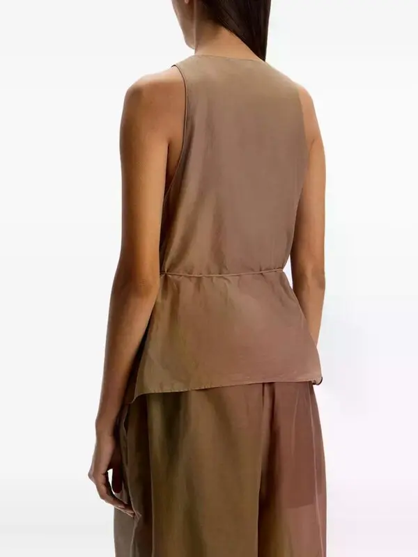12 STOREEZ Tie-neck Sleeveless Shirt - Brown