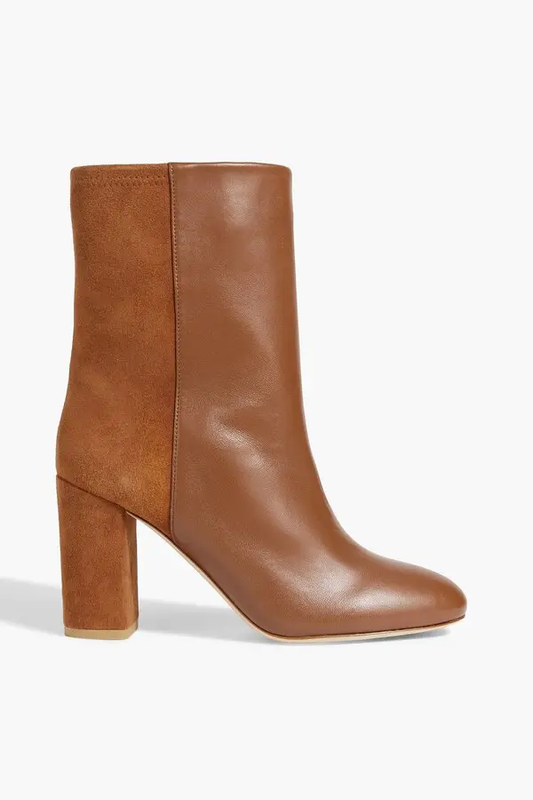 STUART WEITZMAN Leather And Suede Ankle Boots - Brown