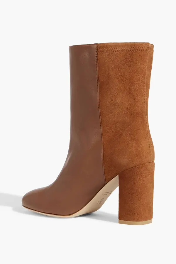STUART WEITZMAN Leather And Suede Ankle Boots - Brown