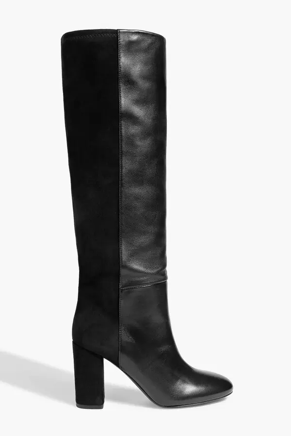 STUART WEITZMAN Leather And Suede Knee Boots