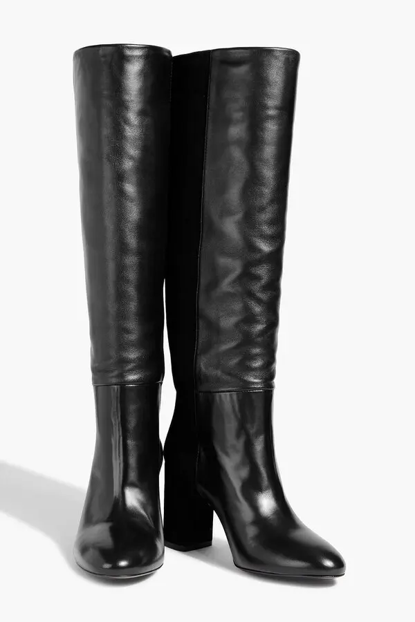 STUART WEITZMAN Leather And Suede Knee Boots