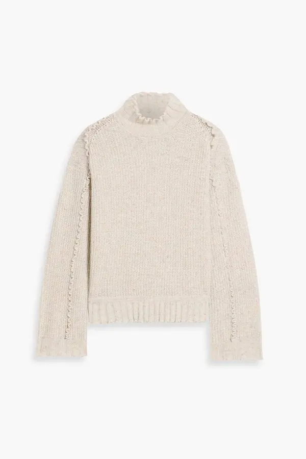 Autumn Cashmere Donegal Cashmere Turtleneck Sweater - Ecru