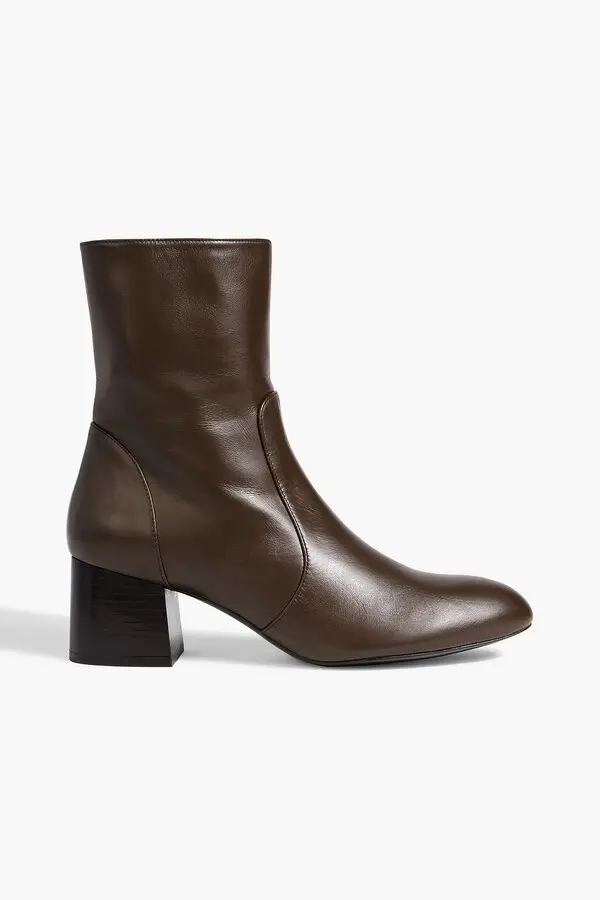 STUART WEITZMAN Flareblock 60 Leather Ankle Boots - Chocolate