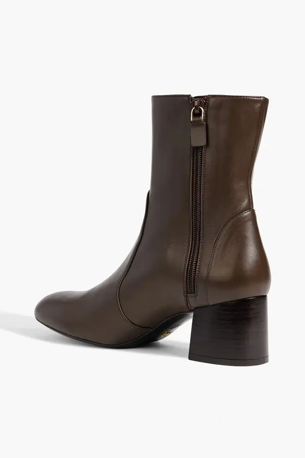 STUART WEITZMAN Flareblock 60 Leather Ankle Boots - Chocolate