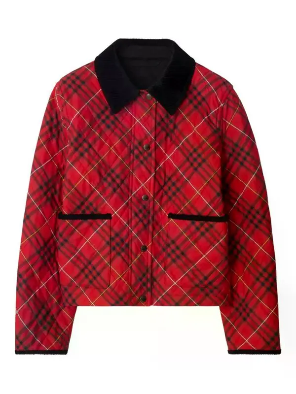 Burberry Quilted Check Jacket - Red