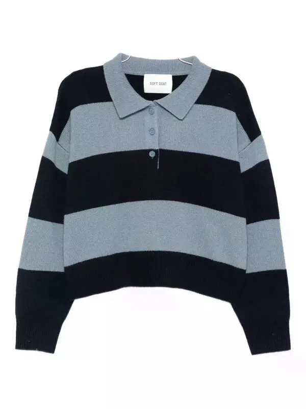 Soft Goat Striped Polo Sweater
