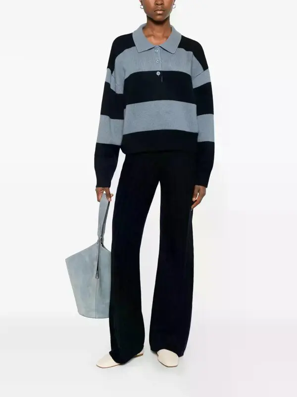 Soft Goat Striped Polo Sweater