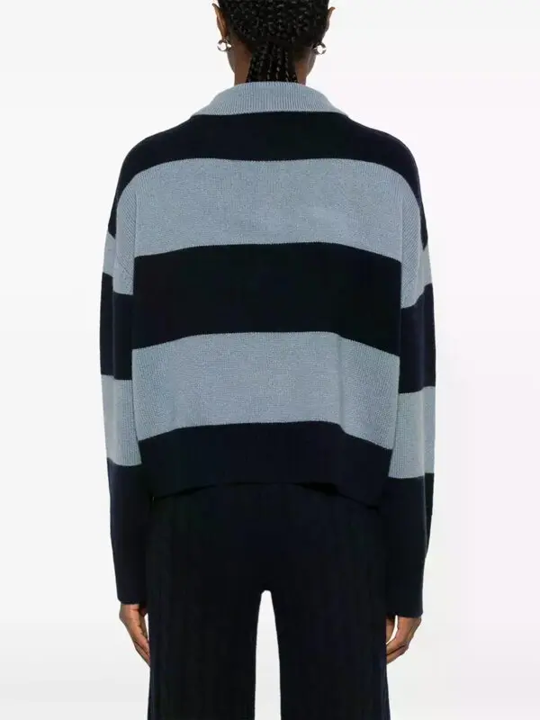 Soft Goat Striped Polo Sweater