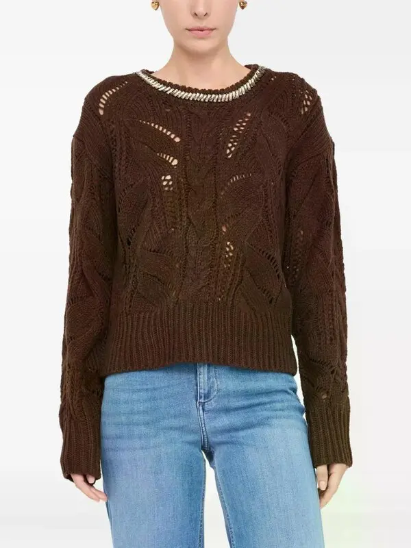 Liu Jo Gemstone-embellished Openwork Sweater