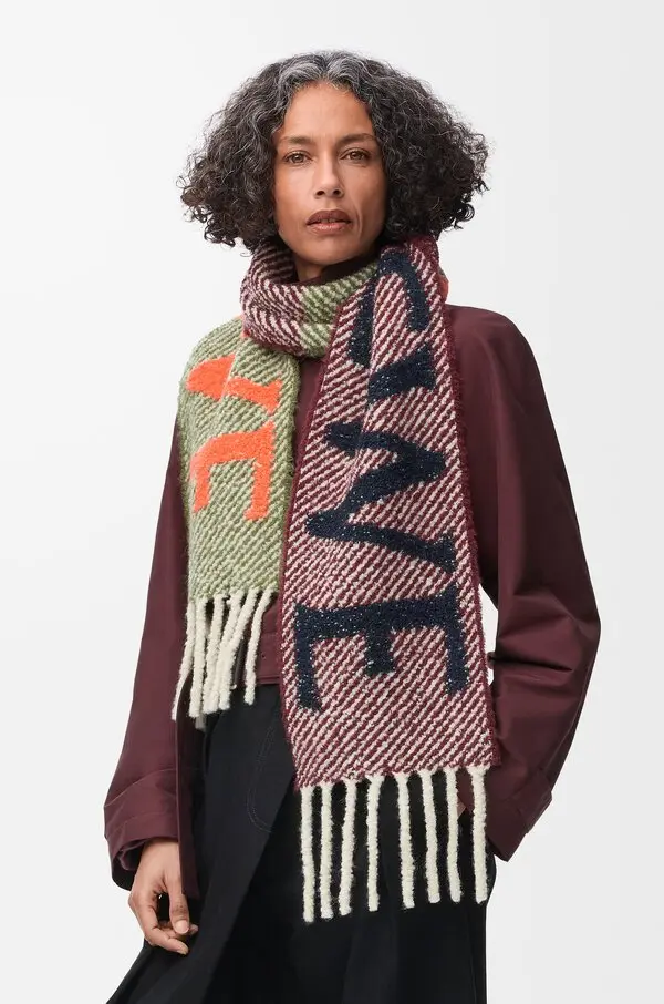 Loewe Scarf In Alpaca And Wool Blend - Navy/orange
