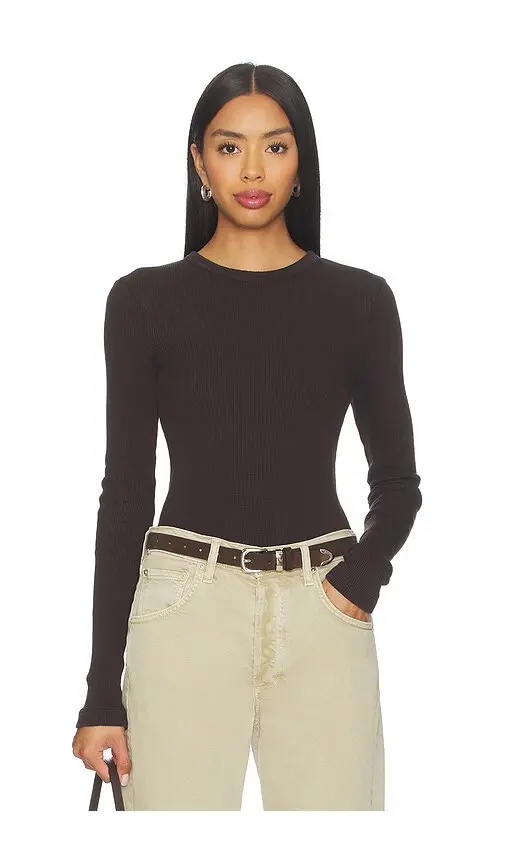 Citizens Of Humanity Pilar Waffle Crewneck Top - Chocolate