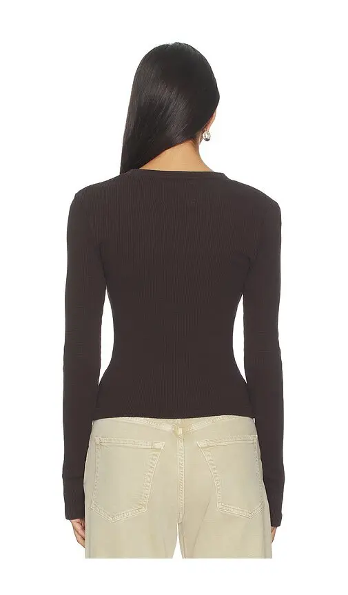 Citizens Of Humanity Pilar Waffle Crewneck Top - Chocolate