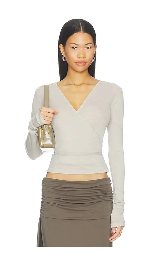 ST. AGNI Baby Wool Wrap Top - Soft Ash