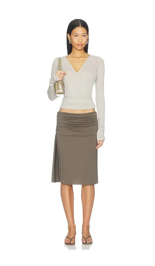 ST. AGNI Baby Wool Wrap Top - Soft Ash